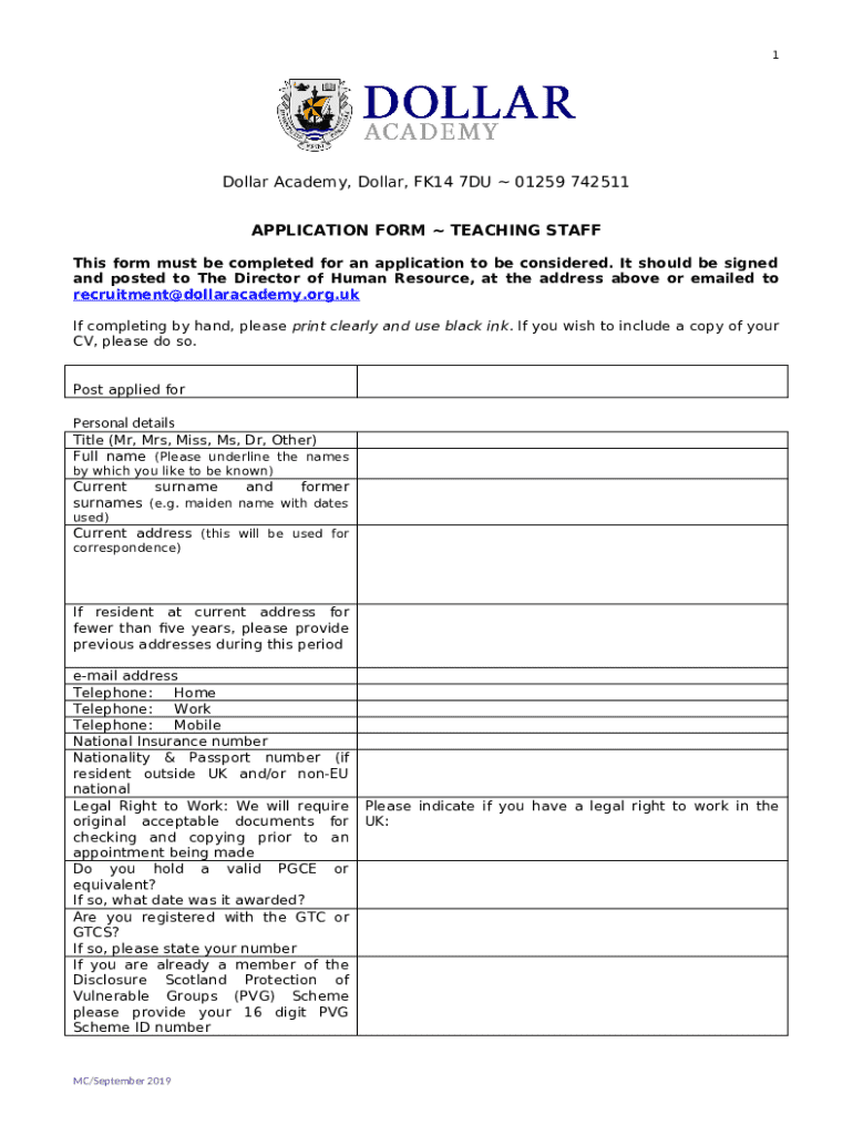 Teaching Staff Application DOC (453.00 KB ) - dollaracademy org Doc Template | pdfFiller