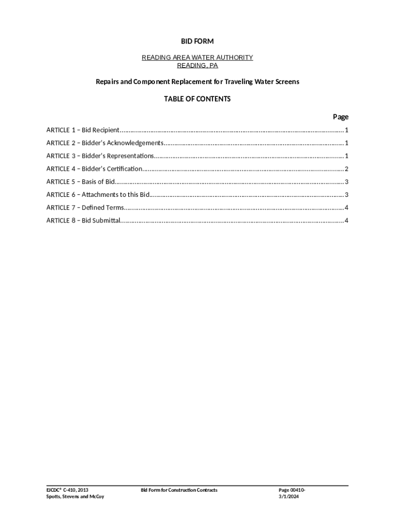 Bid Doc Template | pdfFiller