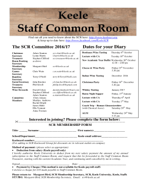 Fillable Online Join the Scr: Membership Form for 2016/17 Fax Email ...