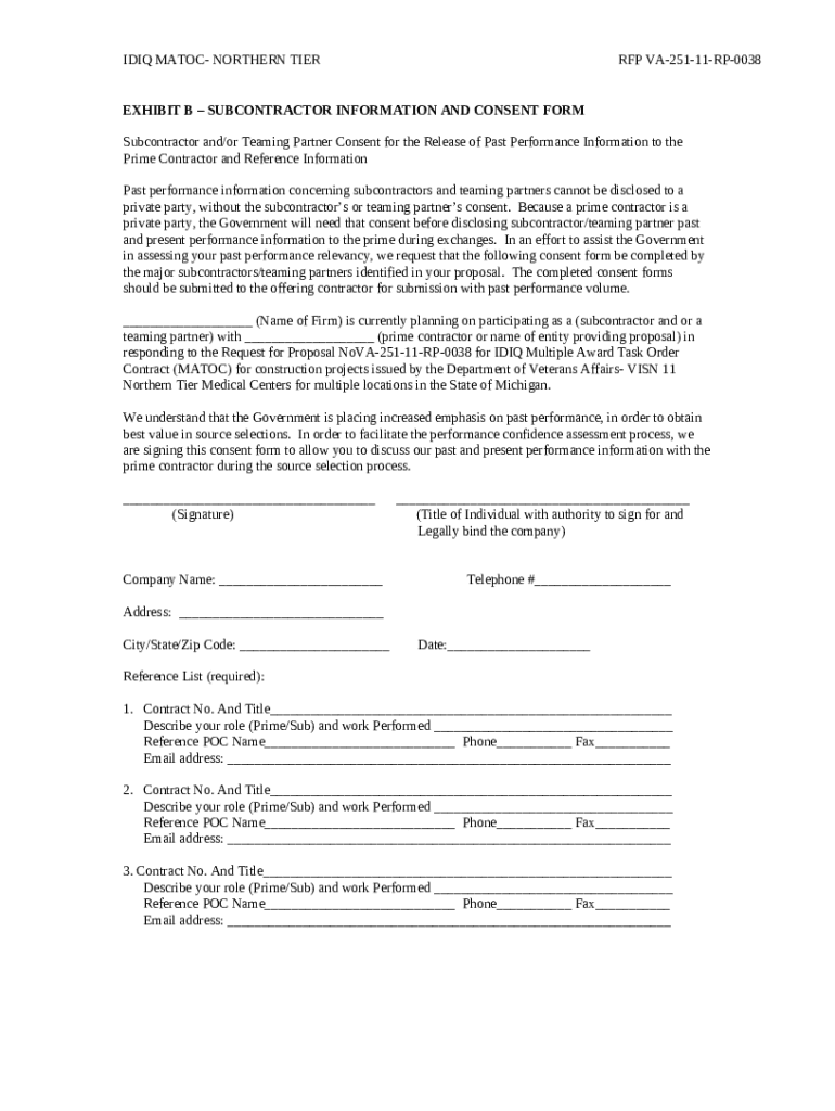 Subcontractor Ination and Consent Doc Template | pdfFiller