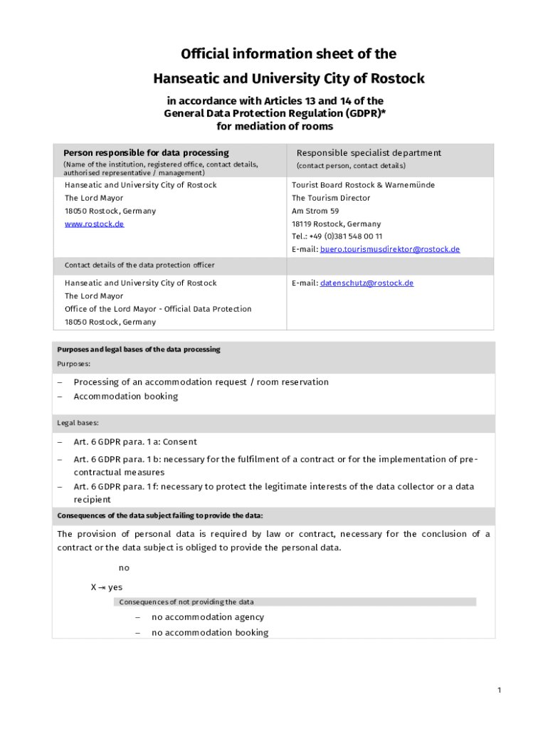 Fillable Online Gdpr Information Sheet 2023 - Rostock Room Mediation ...