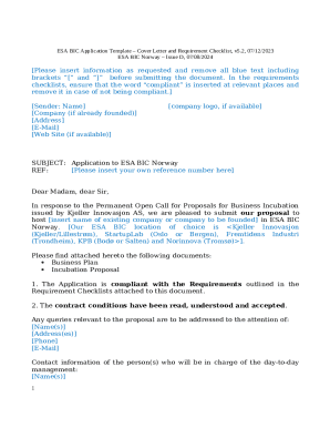 Esa Bic Application Template Doc Template | pdfFiller