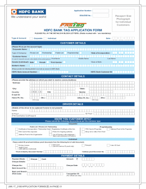 Fillable Online Hdfc Bank Tag Application Form 2023 - Individual and ...