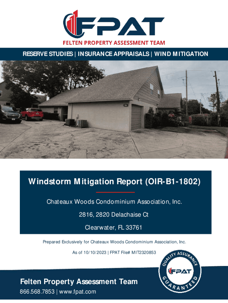 Fillable Online 2023 Windstorm Mitigation Report for Chateaux Woods ...