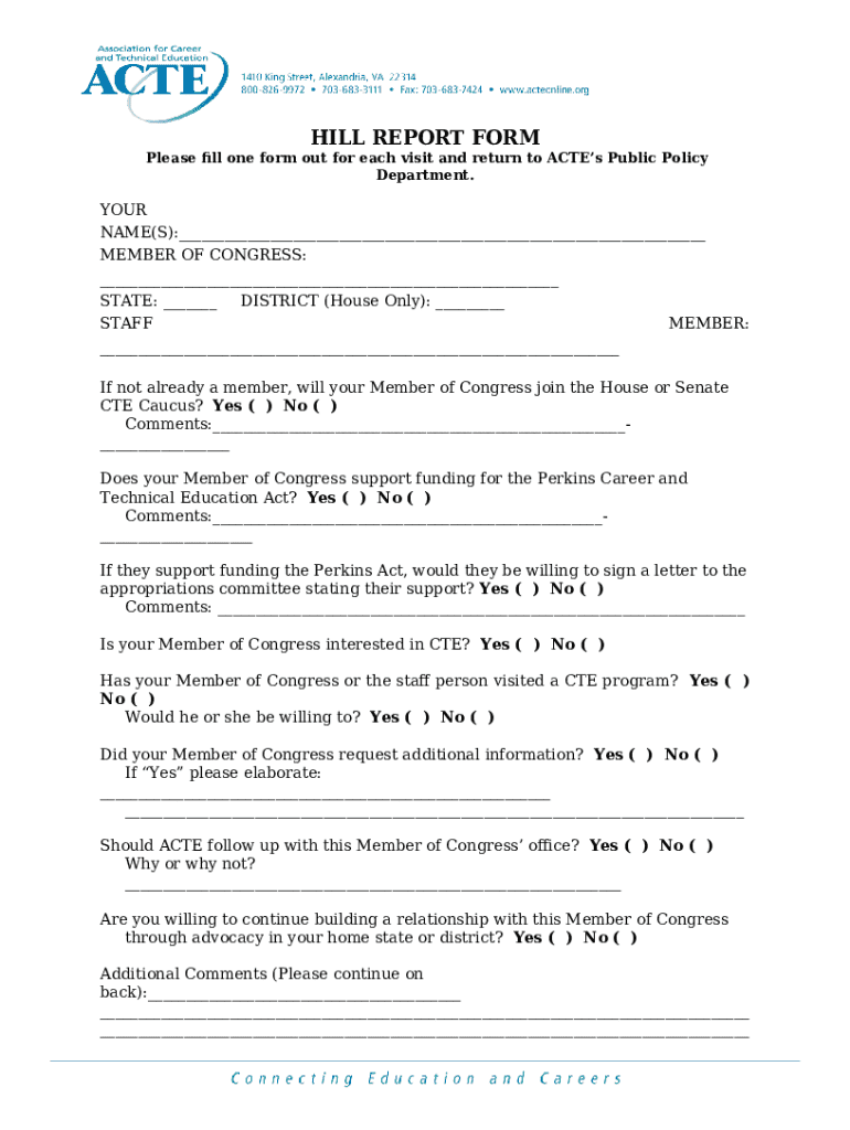 Hill Report Doc Template | pdfFiller