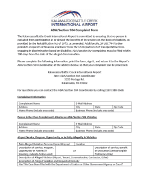 Ada/section 504 Complaint Doc Template | pdfFiller