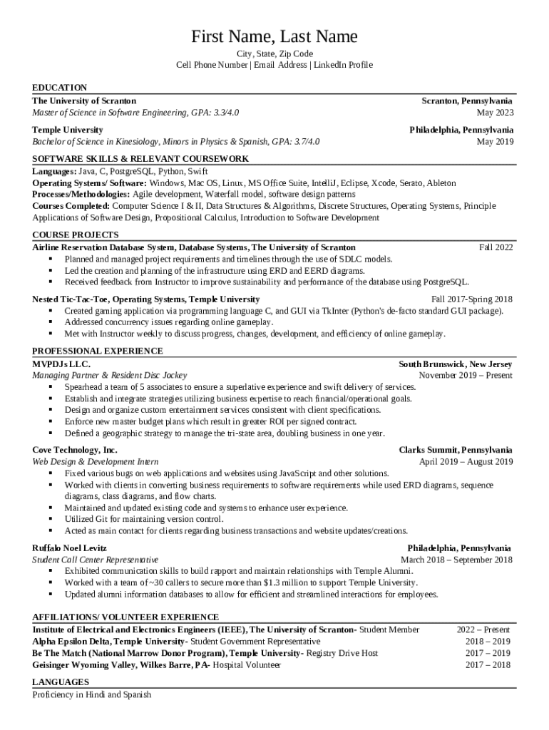 Software Engineering, MSThe University of Scranton Doc Template | pdfFiller