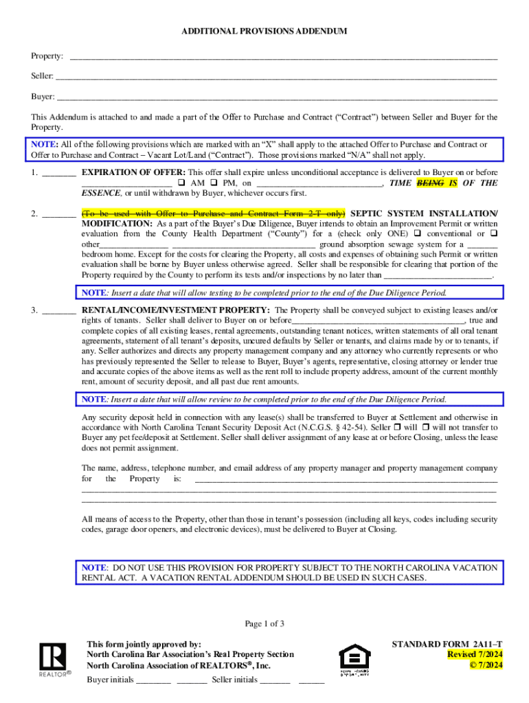 Fillable Online Additional Provisions Addendum - Fill Online, Printable ...