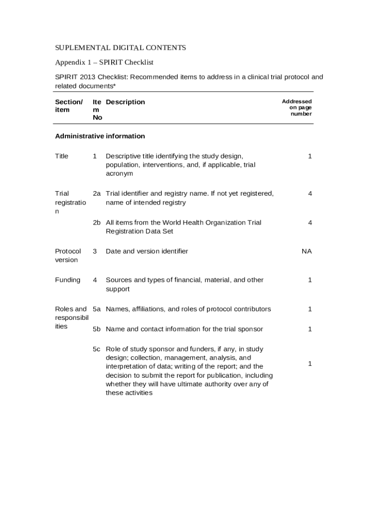 GUIDANCE FOR CLINICAL TRIAL PROTOCOLS Doc Template | pdfFiller