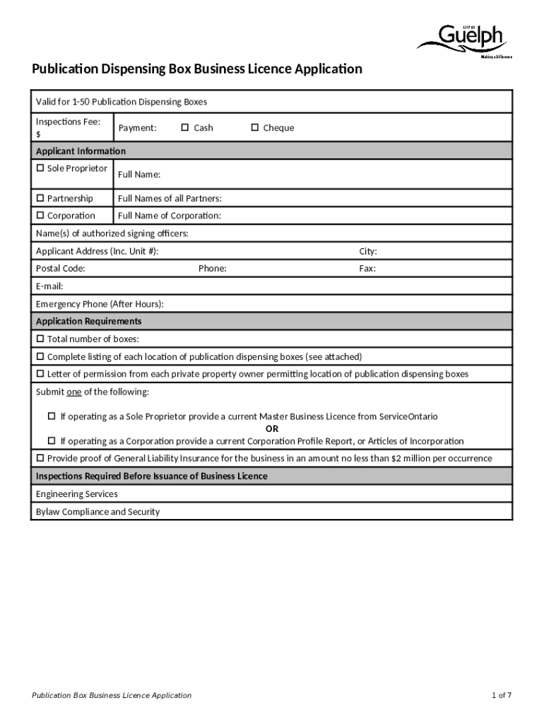 Publication Dispensing Box Business Licence Application Doc Template ...