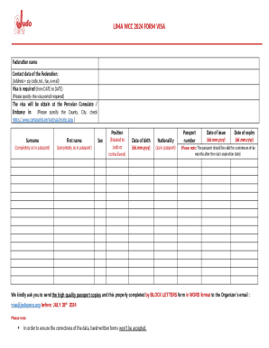 Visa Application Doc Template | pdfFiller