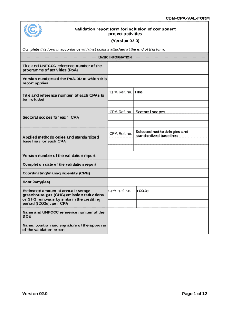 Validation Report - cdm unfccc Doc Template | pdfFiller