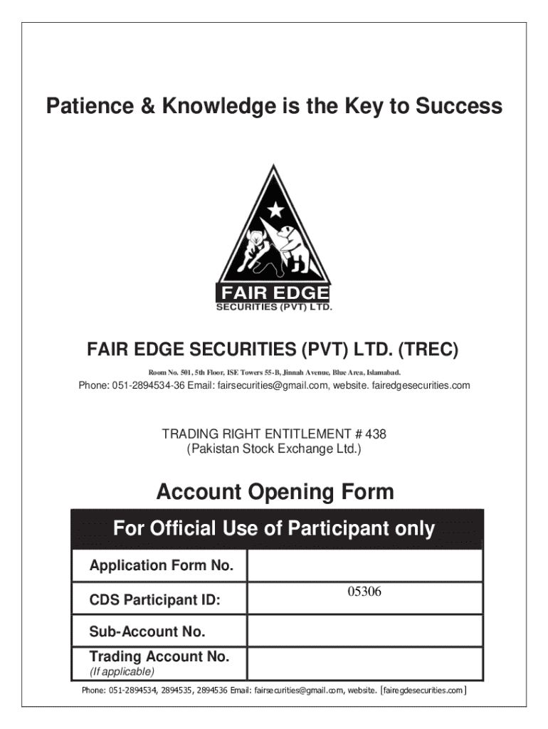 Fillable Online Account Opening Form for Fair Edge Securities 2023 Fax ...