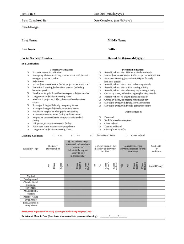 City Of Spokane HMIS Standard Data Collection Doc Template | pdfFiller
