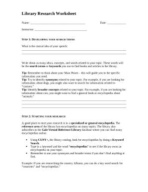 Library Research Worksheet - openlab citytech cuny Doc Template | pdfFiller