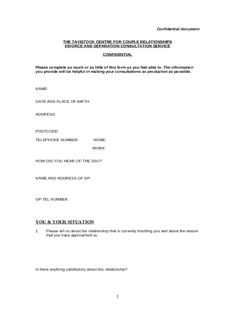 Divorce and Separation Consultation Service Doc Template | pdfFiller
