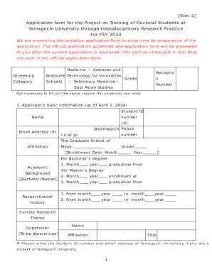 Application for Project on Training of Doctoral Students Doc Template | pdfFiller