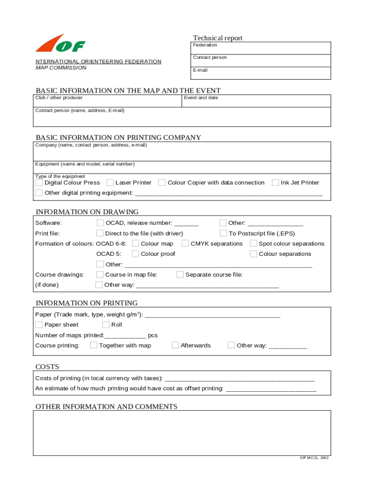 Technical Report - International Orienteering Federation Doc Template | pdfFiller