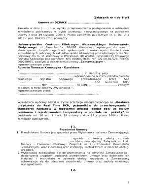 1 Zacznik nr 4 do SWZ Projekt umowy zawarta w dniu ... Doc Template ...