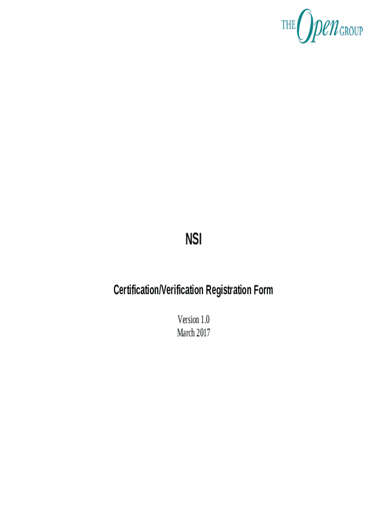 Nsi Certification/verification Registration Doc Template | pdfFiller