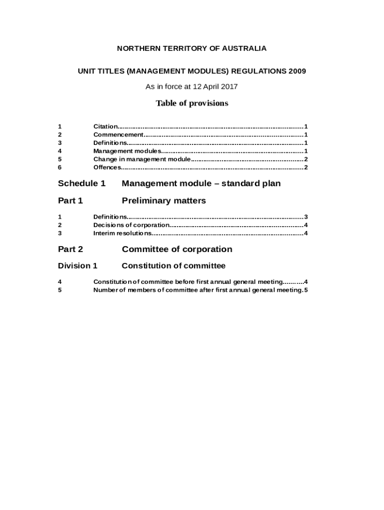 Unit Titles Management Modules Regulations Doc Template | pdfFiller