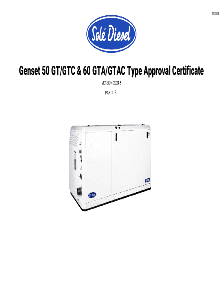 Fillable Online Genset 50 GT/GTC & 60 GTA/GTAC Type Approval ...