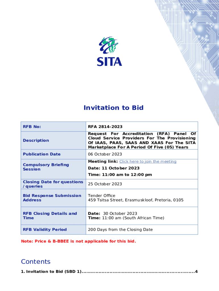 Invitation to Bid Doc Template | pdfFiller