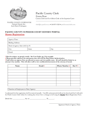 Fillable Online Pacific County Superior Court Master Registration Form ...