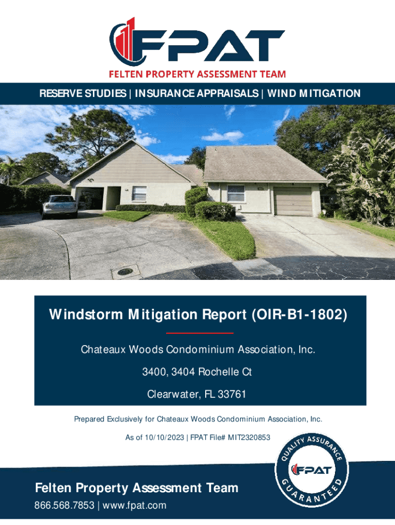 Fillable Online Windstorm Mitigation Report 2023 - Chateaux Woods ...