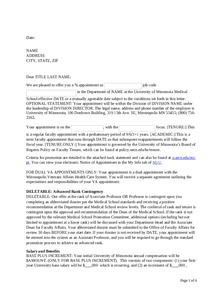 Free Job Appointment Letter Word Templates - med umn Doc Template ...