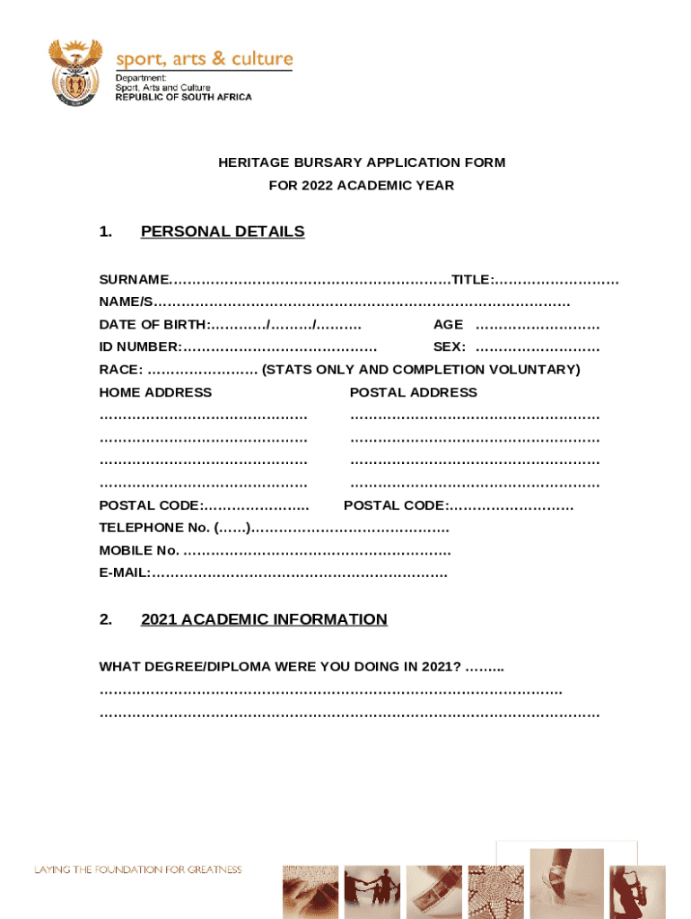 the DSAC Bursary Application 2022 Doc Template | pdfFiller