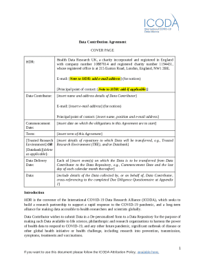 Data Contribution Agreement Doc Template | pdfFiller