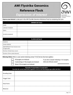 Fillable Online Awi Flystrike Genomics Reference Flock Eoi 2023 Fax ...