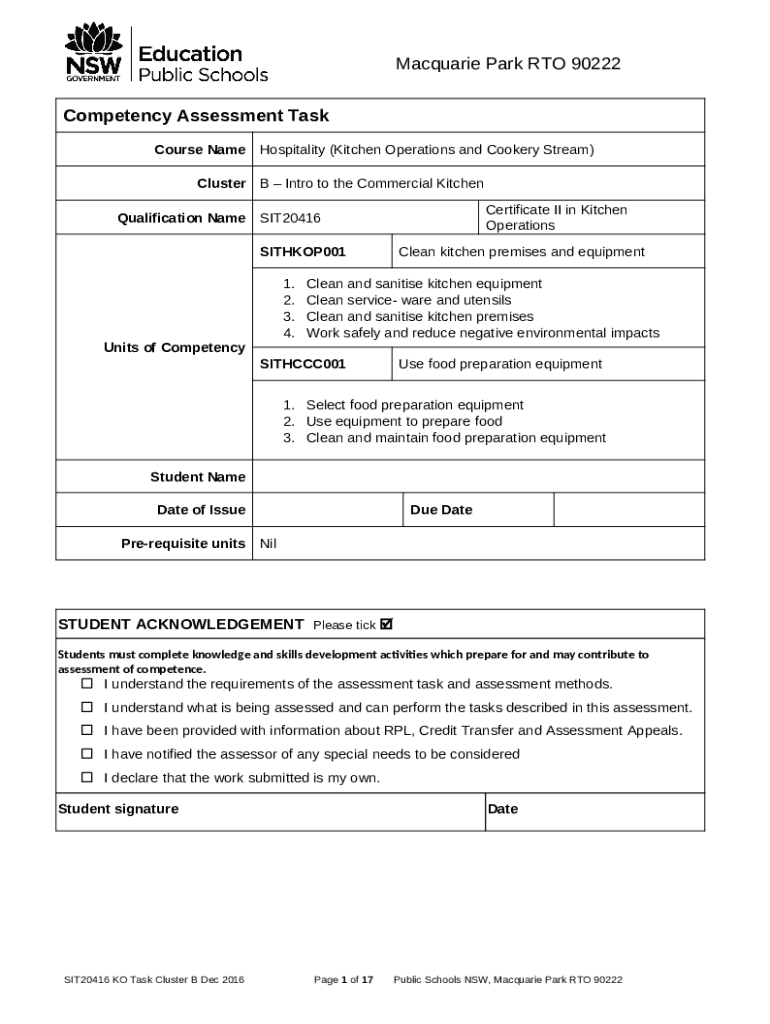 Competency Assessment Task Doc Template | pdfFiller