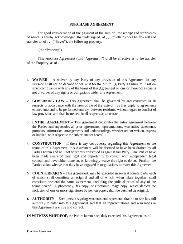 Equipment Purchase Agreement - Free Legal s - USLegal Doc Template ...