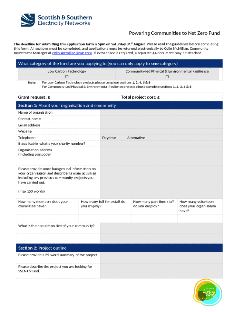 Powering Communities to Net Zero Fund Doc Template | pdfFiller