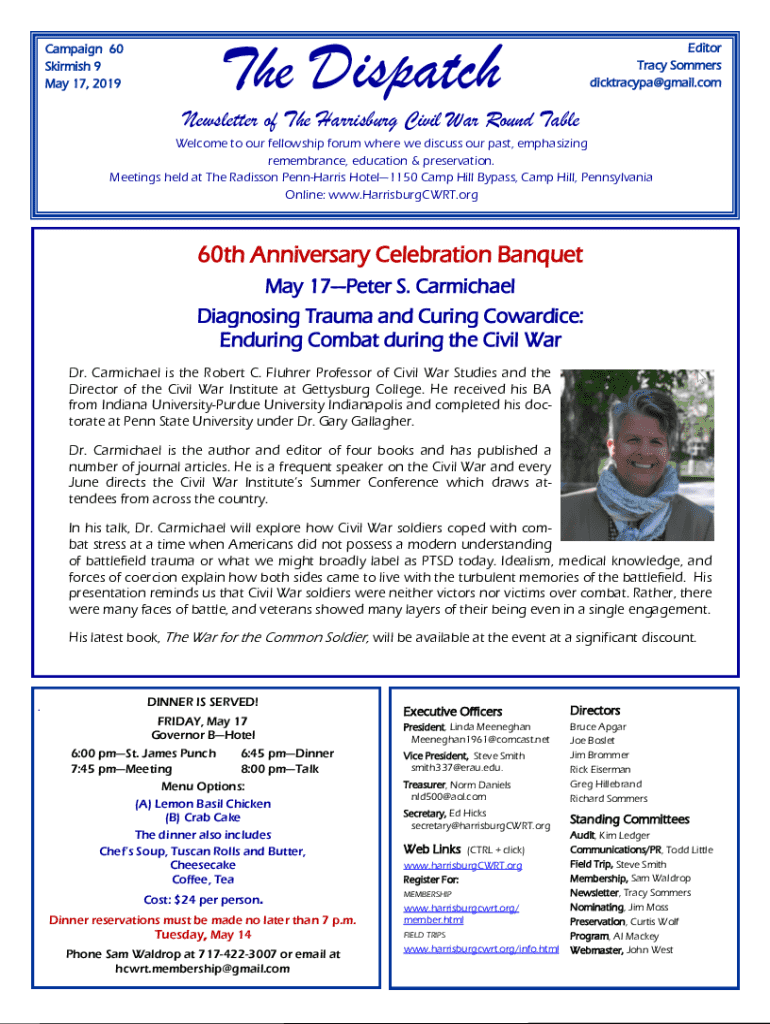 Fillable Online Harrisburg Civil War Round Table Newsletter - May 2019 ...