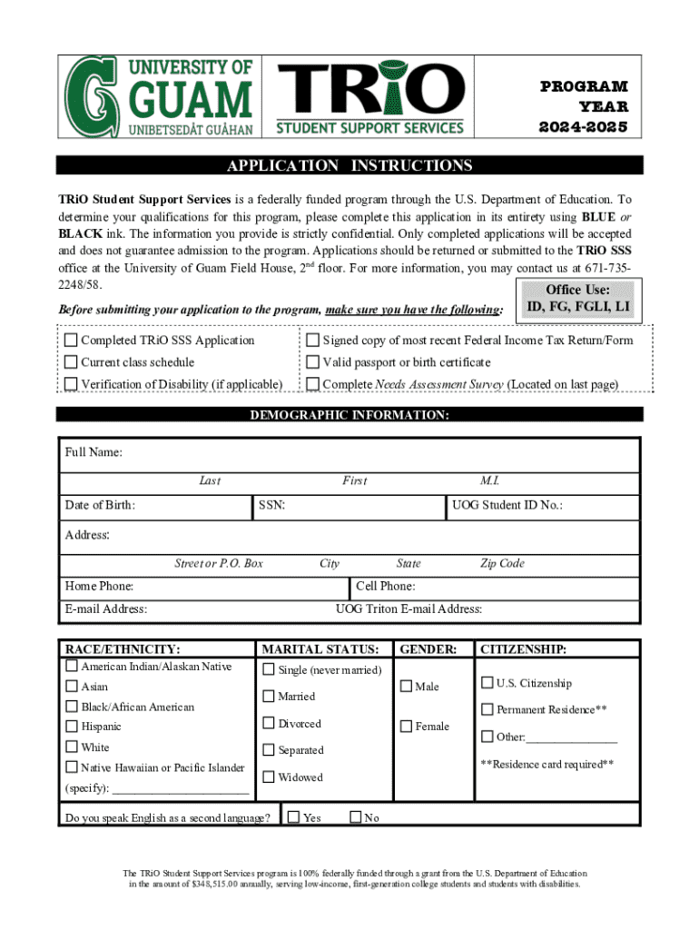 Fillable Online TRIO-SSS - Georgian Court University, New Jersey Fax Email Print - pdfFiller