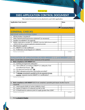 Sseg Application Control Document Doc Template | pdfFiller