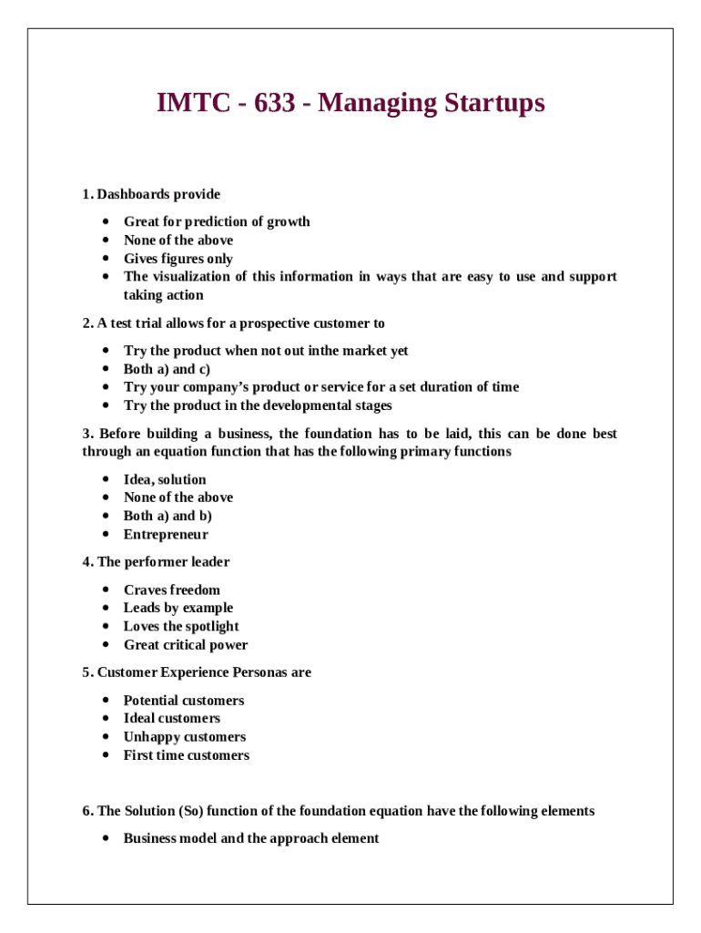 Imtc - 633 - Managing Startups Doc Template | pdfFiller