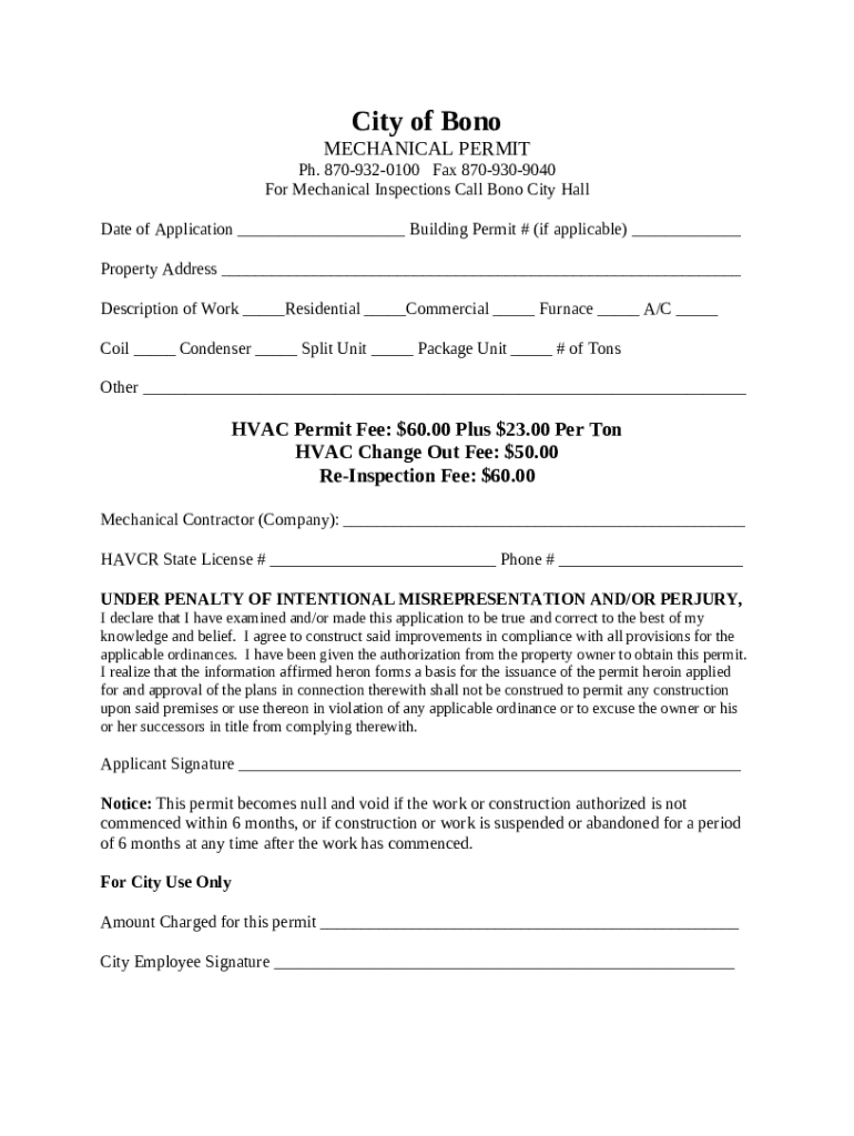 Mechanical Permit-HVAC Doc Template | pdfFiller