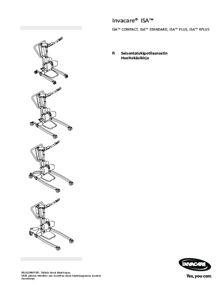 Fillable Online Invacare ISA Compact Stand-Up Lift - D Fax Email Print ...