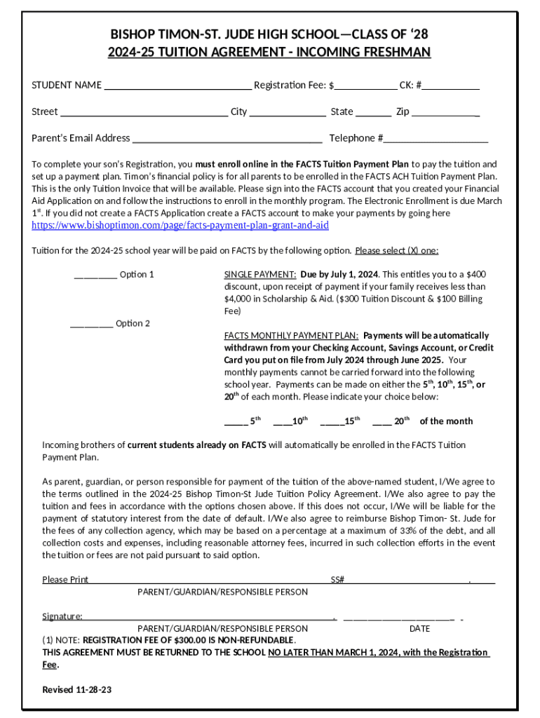 Tuition and Fees - St. Jude High School Doc Template | pdfFiller