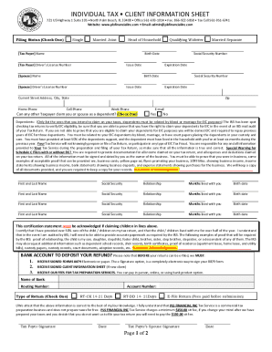Fillable Online 2023 Individual Tax Client Information Sheet - Pls ...