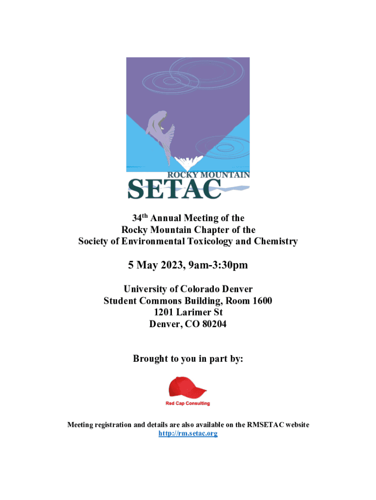 Fillable Online 34th Annual Meeting of the Rocky Mountain Chapter Setac ...