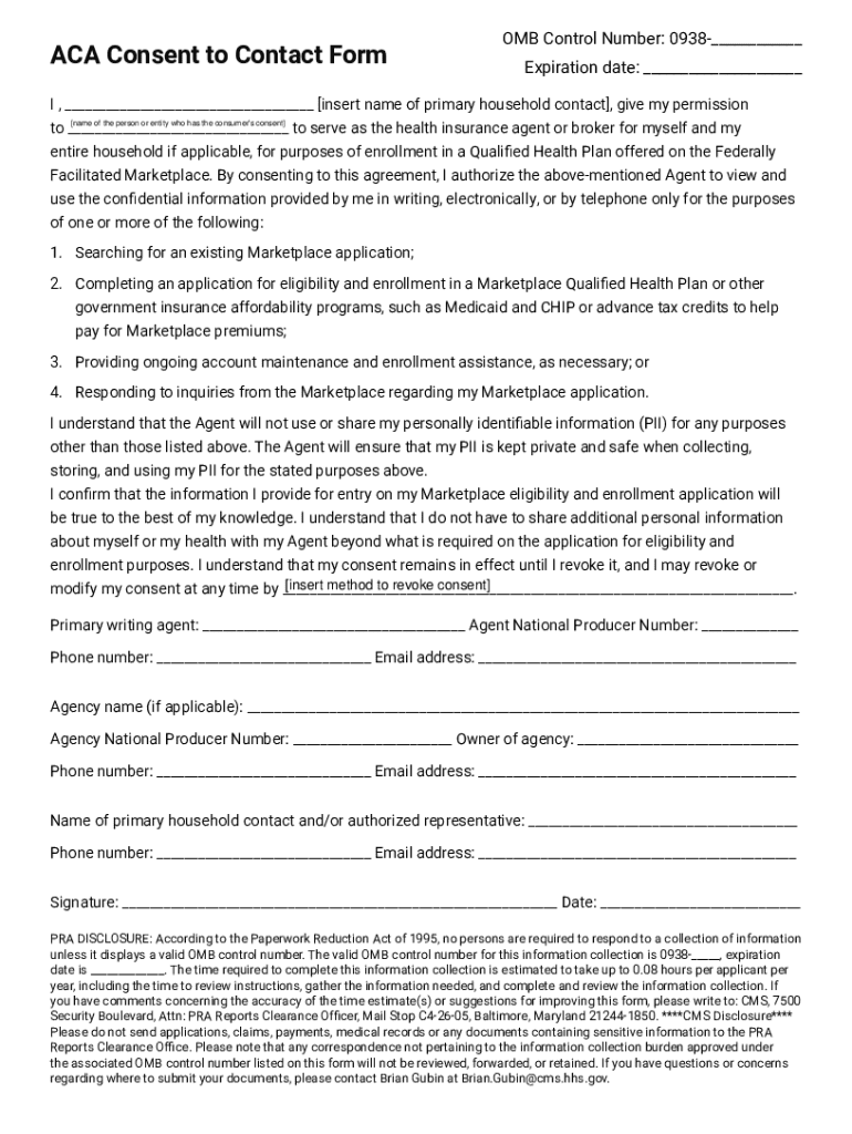 Fillable Online ACA Consent to Contact Form Fax Email Print - pdfFiller