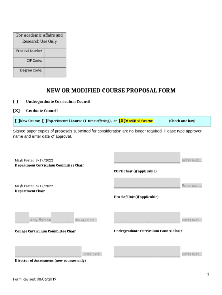 New or Modified Course Proposal Doc Template | pdfFiller