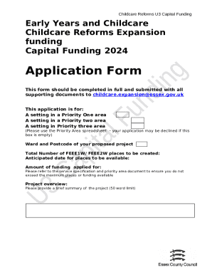 Childcare Res Expansion Funding Application Doc Template | pdfFiller