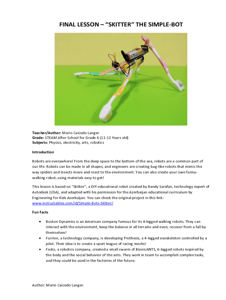 Fillable Online Skitter Simple-bot Lesson Plan for Grade 6 - 2023 Fax ...