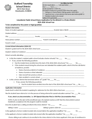 Interdistrict Public School Choice Application Doc Template | pdfFiller
